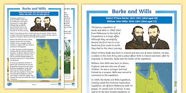 Australian Early Inland Explorers: Burke and Wills Fact File