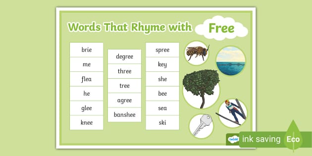 Words That Rhyme with Free Word Mat (teacher made) - Twinkl