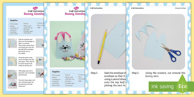 Bunny Envelope Craft Instructions (teacher made) - Twinkl