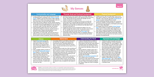 EYFS Ages 0-2 Topic Planning Web: All About Me – My Senses