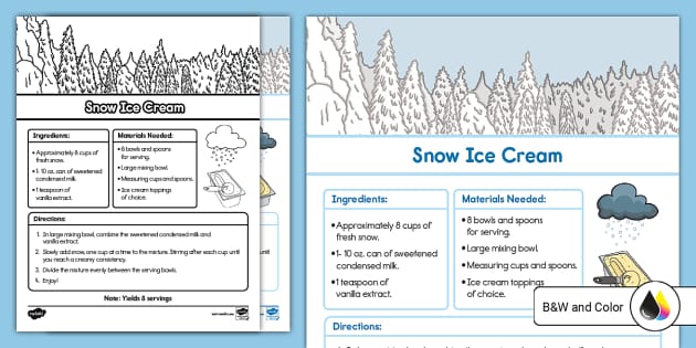 Snow Ice Cream Recipe (teacher made) - Twinkl