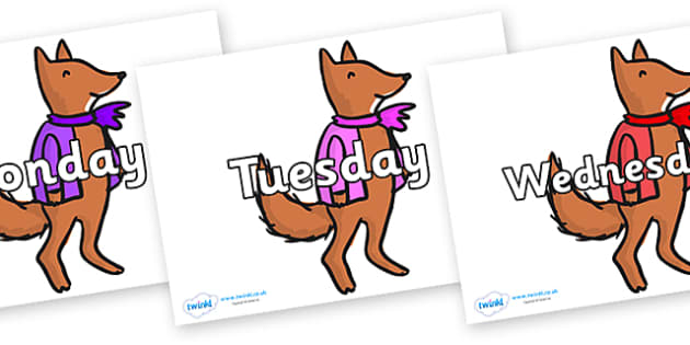 FREE! - Days of the Week on Small Fox 4 to Support Teaching on Fantastic Mr