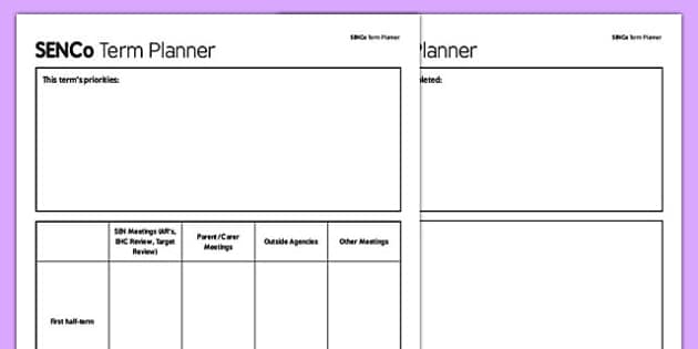 SENCo Term Planner (teacher made) - Twinkl