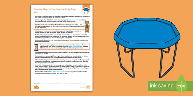 👉 EYFS Ages 3-5 Creative Ways to Use Large Activity Trays:Time