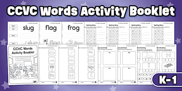 CCVC Words Activity Booklet for K-1st Grade