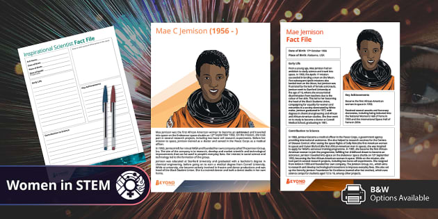 Mae Jemison Poster and Fact File | Women in Space | Beyond