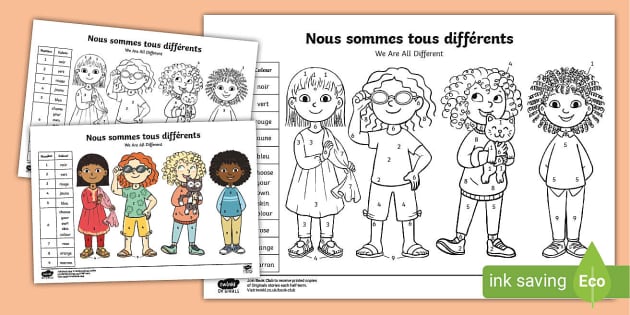 👉 French: We Are All Different Colour By Number - Twinkl