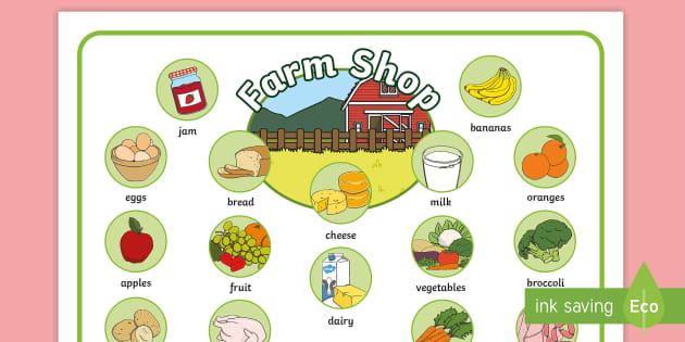 Farm Shop Word Mat (teacher made) - Twinkl