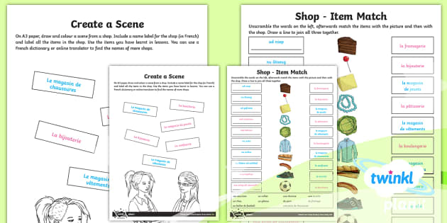 French: Going Shopping Year 4 Home Learning Tasks