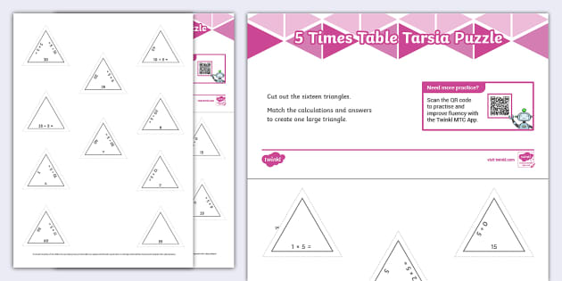 👉 5 Times Table Tarsia Maths Puzzle - Twinkl