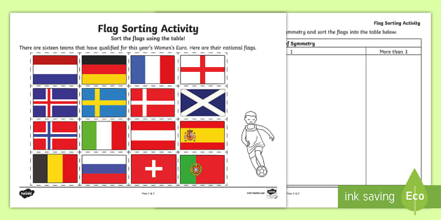 UEFA Women's Euro 2017 Flag Symmetry Activity (teacher made)