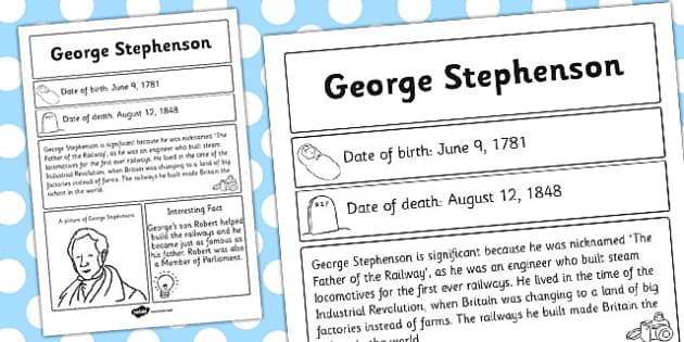 George Stephenson | Fact Sheet | Victorians | Parents