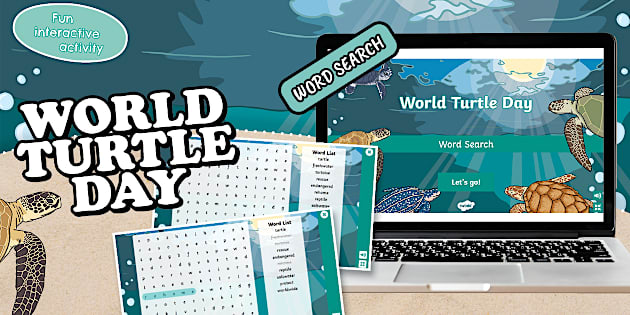 * NEW * Interactive World Turtle Day Word Search - Twinkl