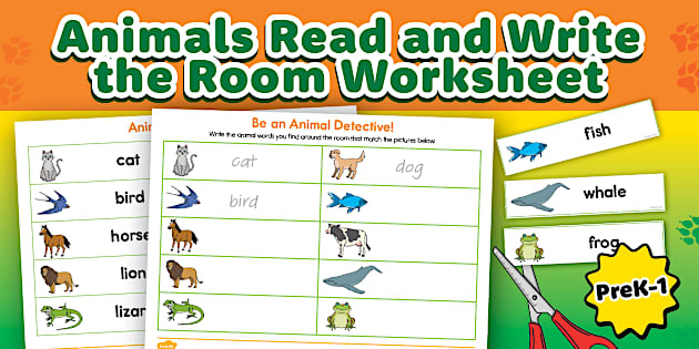 Editable Animals Read and Write the Room Worksheet | Literacy Center