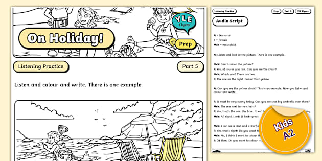 YLE Flyers Listening Part 5 - On Holiday! with Audio!