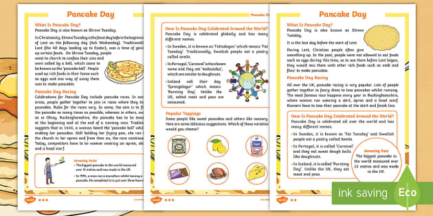 Pancake Day Fact File (teacher made)