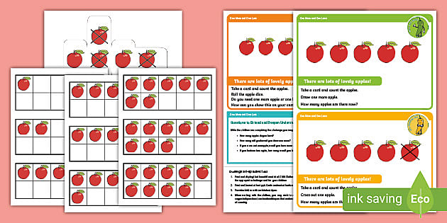 EYFS Maths One More and One Less Chilli Challenges: Counting Apples