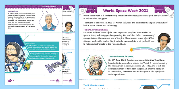 LKS2 World Space Week 2021 Differentiated Reading Comprehension