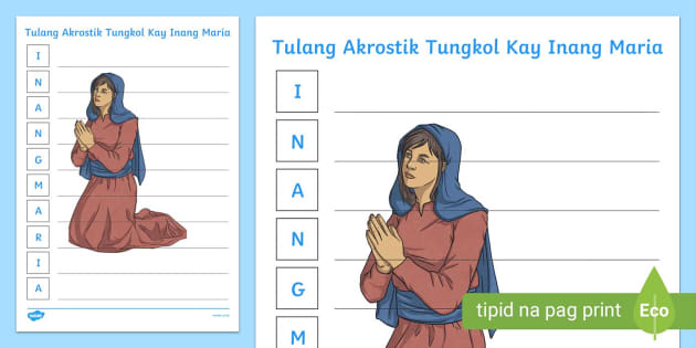 Tula Para Sa Birheng Maria (Poem for Mama Mary Acrostic Template ...