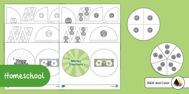 Money Fraction Circle Puzzles (Teacher-Made) - Twinkl