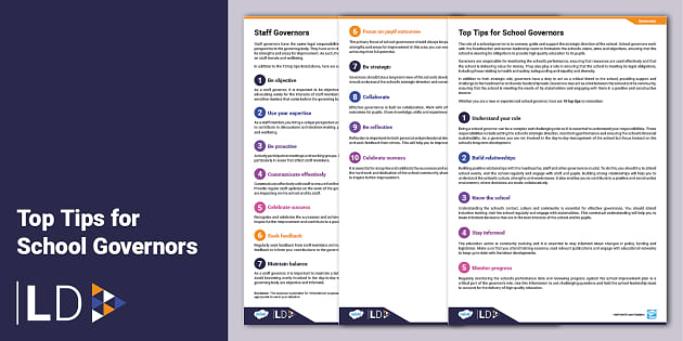 Top Tips for School Governors - SLT (teacher made) - Twinkl
