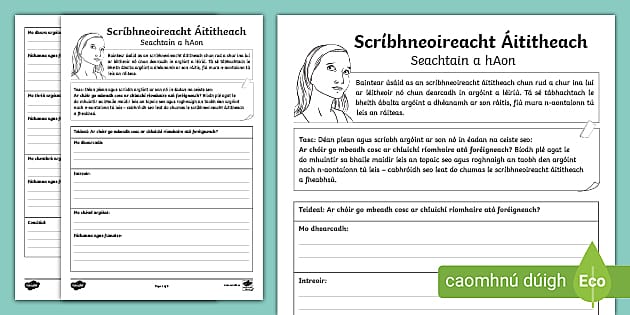 Persuasive Writing Week One Homework Worksheet Gaeilge