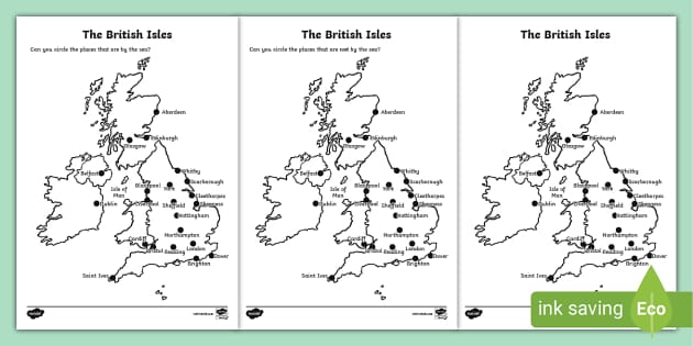 The United Kingdom Seaside Map Worksheet (teacher made)
