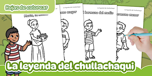 Hojas para colorear: Personajes de la leyenda del Chullachaqui