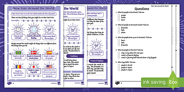 KS1 New Year Celebrations Around the World Differentiated Reading