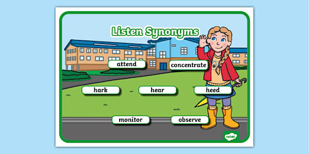 Listen Synonym Word Mat (teacher made) - Twinkl