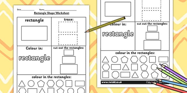 Rectangle Shape Worksheet - shapes, 2D shapes, tracing, numeracy