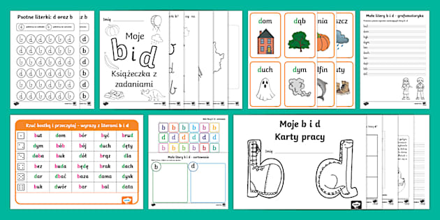 Litery B i D | Zestaw materiałów | Litery graficznie podobne