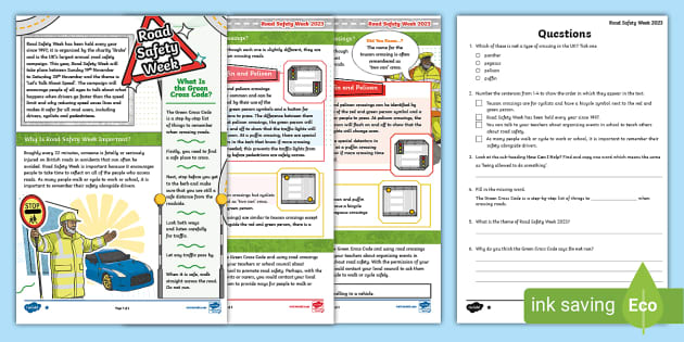Road Safety Week UKS2 Differentiated Reading Comprehension