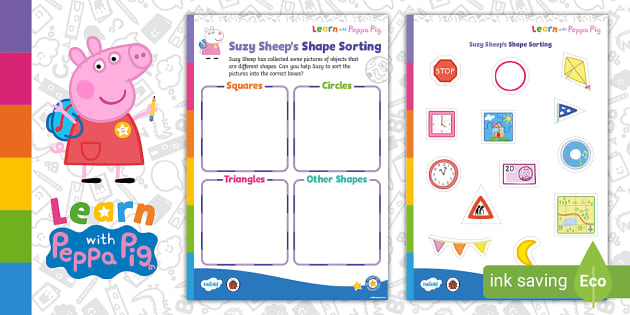 FREE! - 👉 Peppa Pig: Suzy Sheep's Shape Sorting Activity