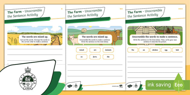 FREE! - Unscramble the Farm Sentences Activity Sheet