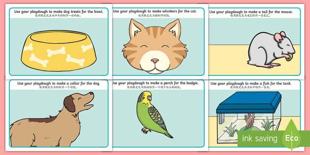 Pets Playdough Mats English/Mandarin Chinese - Pets Playdough Mats
