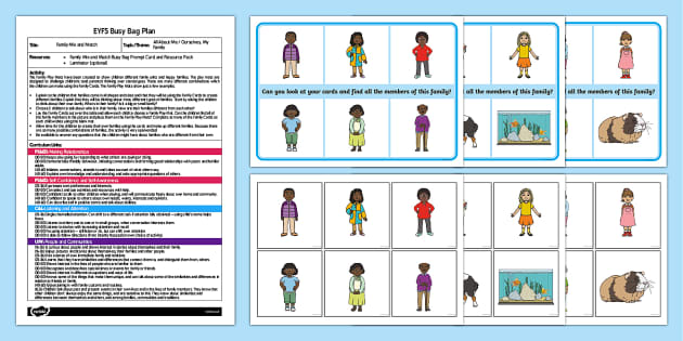 EYFS Family Mix and Match Busy Bag Plan and Resource Pack