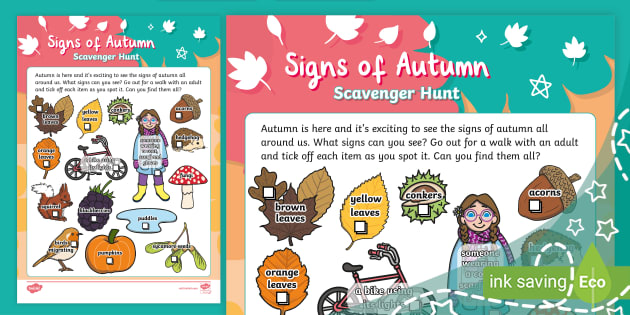 Signs of Autumn Scavenger Hunt (Ages 5 - 7) (teacher made)