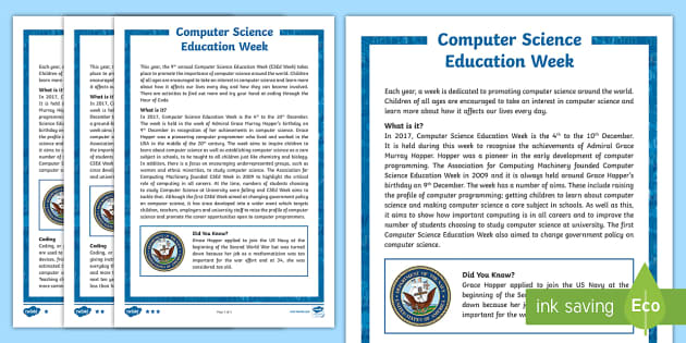 Computer Science Education Week Differentiated Fact File