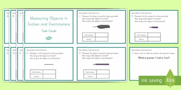 Measuring Objects in Inches and Centimeters Task Cards