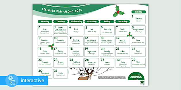 December Play-Along Calendar (2024) (teacher made) - Twinkl