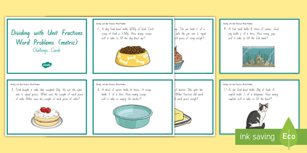 Dividing with Unit Fractions Word Problems Task (Metric)