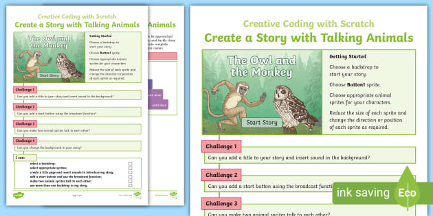 KS2 Talking Animals Scratch Worksheet (teacher made)