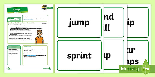 Level 4 Physically Active Phonics Quick Game: Kit Says...