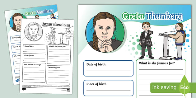 KS1 Greta Thunberg Fact File Template (teacher made)