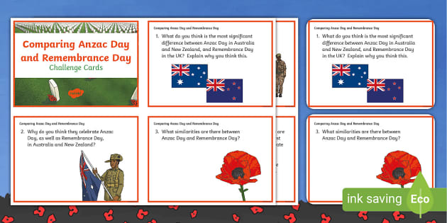 Comparing Anzac Day and Remembrance Day Challenge Cards