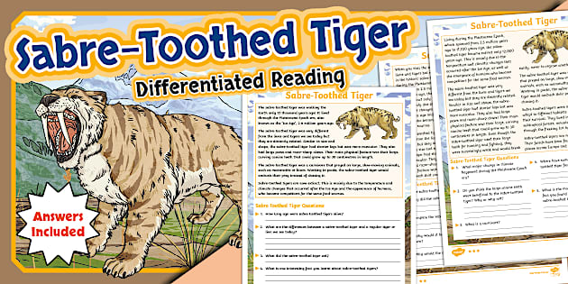 Sabre-Toothed Tiger Differentiated Reading Comprehension