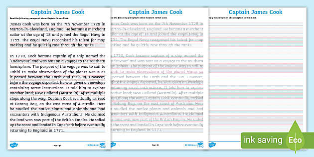 Captain James Cook Handwriting Practice Worksheets - Twinkl
