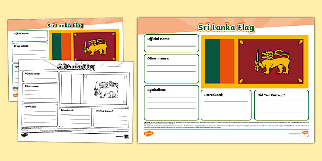 Sri Lanka Flag Fact File Template (teacher made) - Twinkl