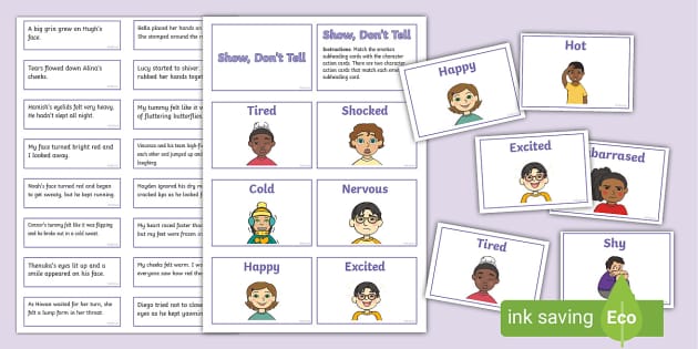 Creative Writing: Show, Don't Tell Sorting Cards Activity